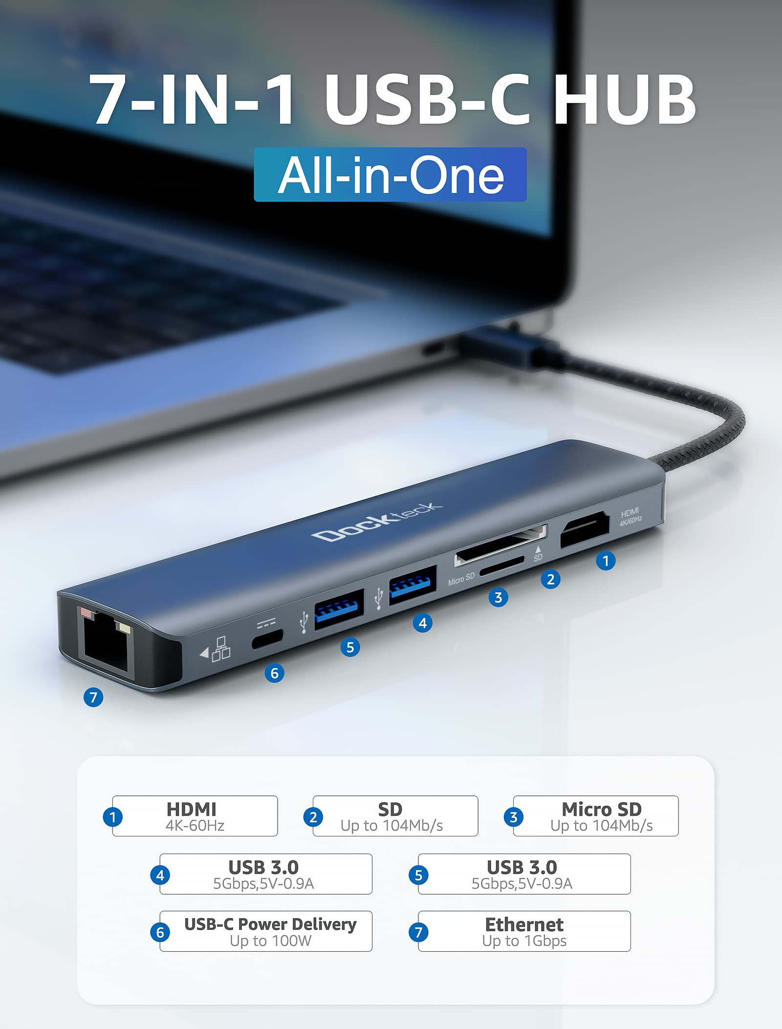 Bundle - 2Items:CableCreation USB A to USB C Cable 6ft + USB C Hub Multiport Adapter