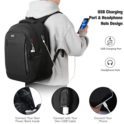 Laptop Backpack Travel, School Backpack with Usb Charging Port for Men Womens Boys Girls Water Resistant College School Bookbag Business Computer Backpack Fits 15.6 Inch Notebook Over 3 Years Old