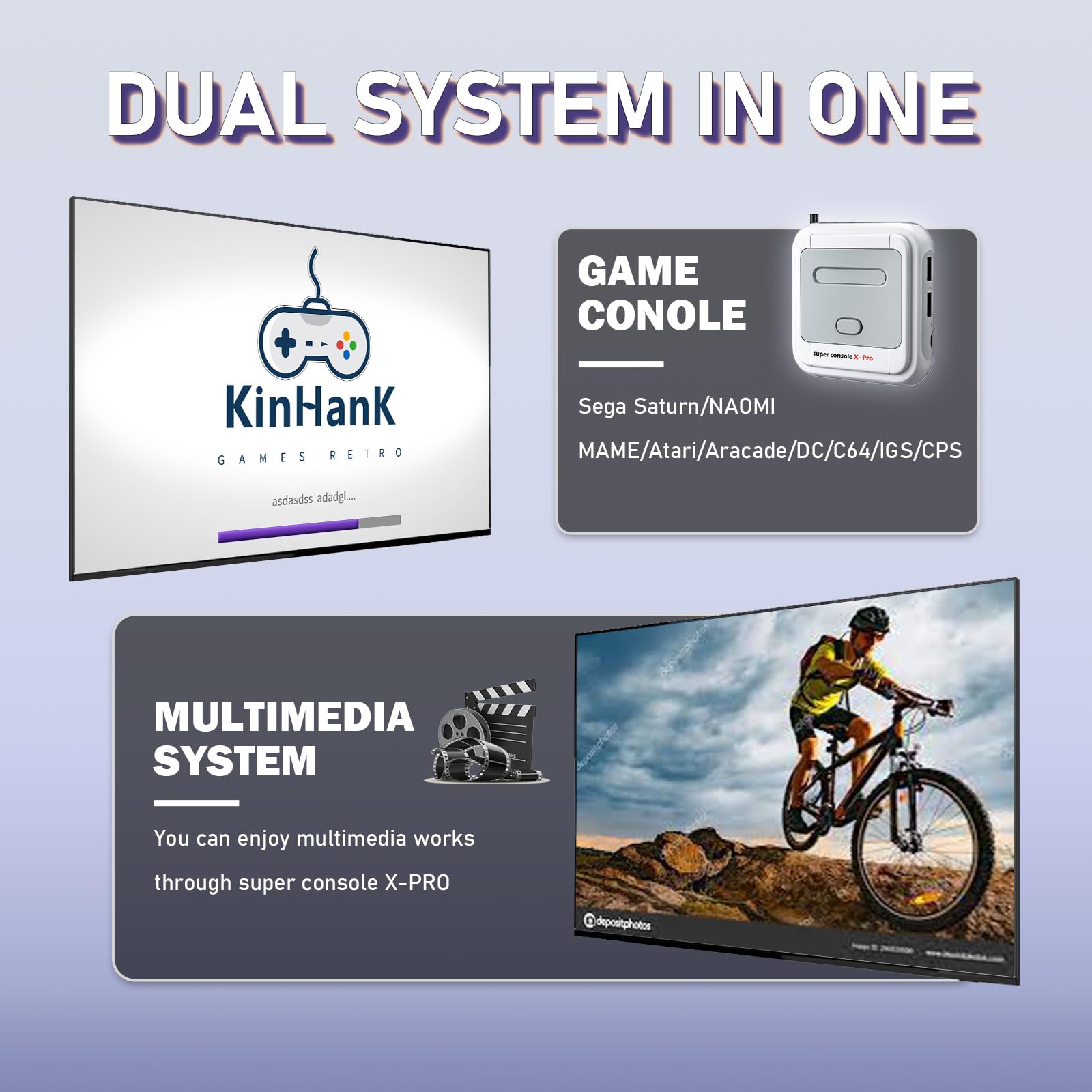 Classic super console X PRO has EmuELEC game system/Android TV system,retro game console pre-installed with 90,000+ games, 62+ emulators。Support wifi/1000M Ethernet, plug and play video game console