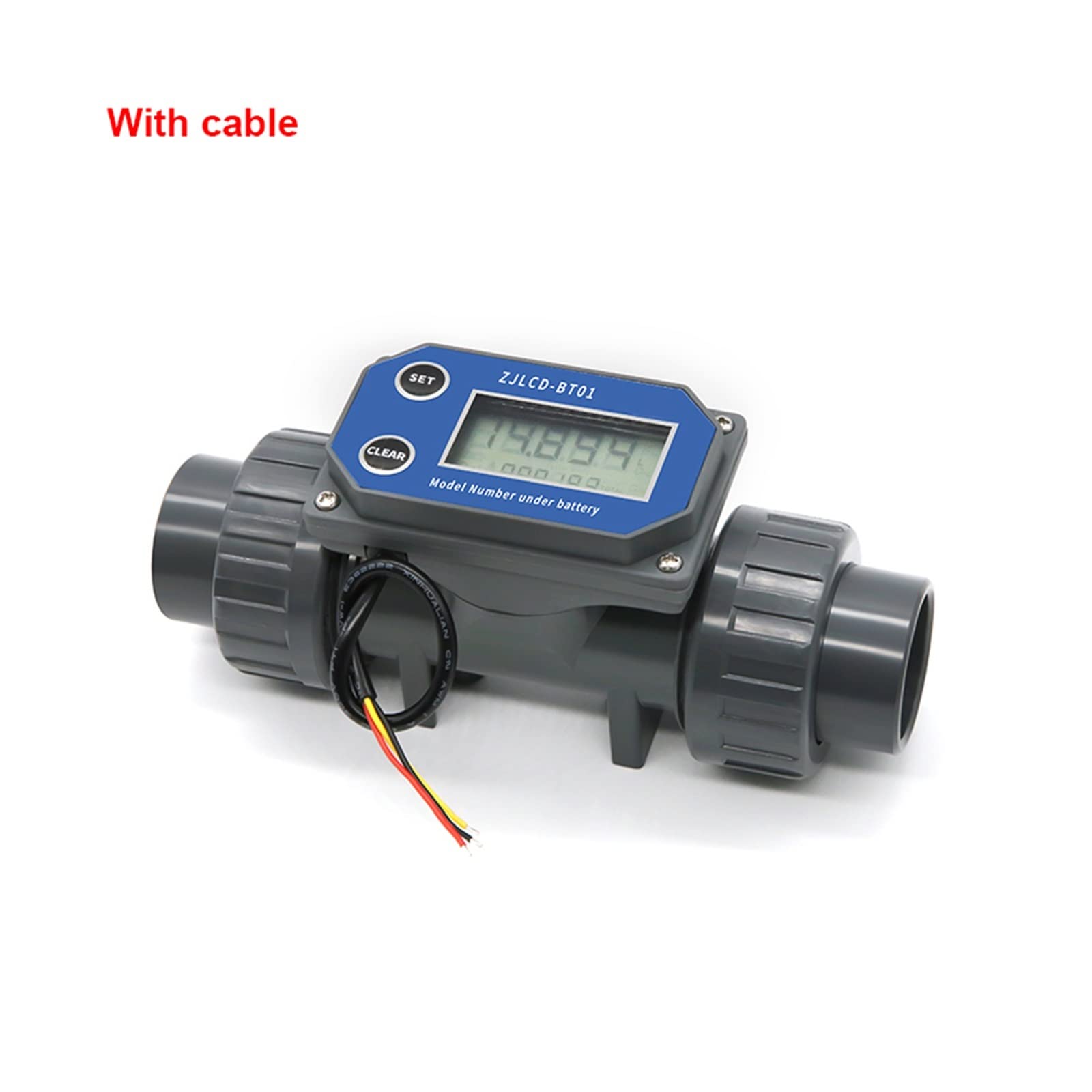 DN25-80 Turbine Flow Meter Electronic LCD Digital Display Flowmeter PVC Pipe Liquid Water for Farm/Garden Irrigation (Size : DN50, Color : with Cable)