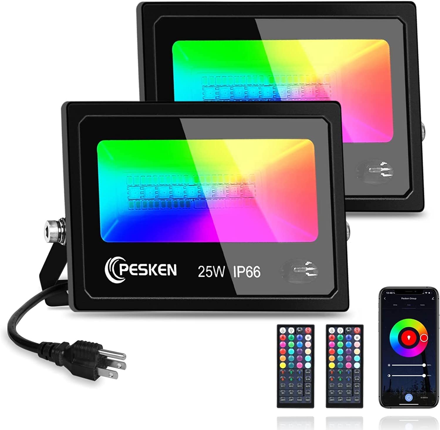 Pesken Smart Flood Light Compatible with Alexa&Google Assistant