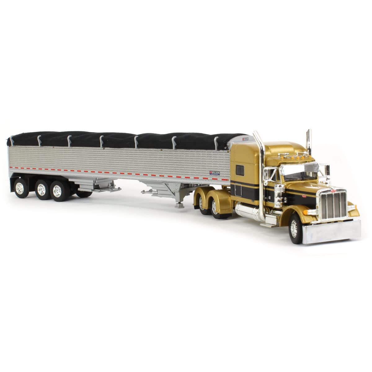 DCP 1/64 Gold & Black Peterbilt 379 w/ 50' Wilson Pacesetter Grain Trailer 60-1273