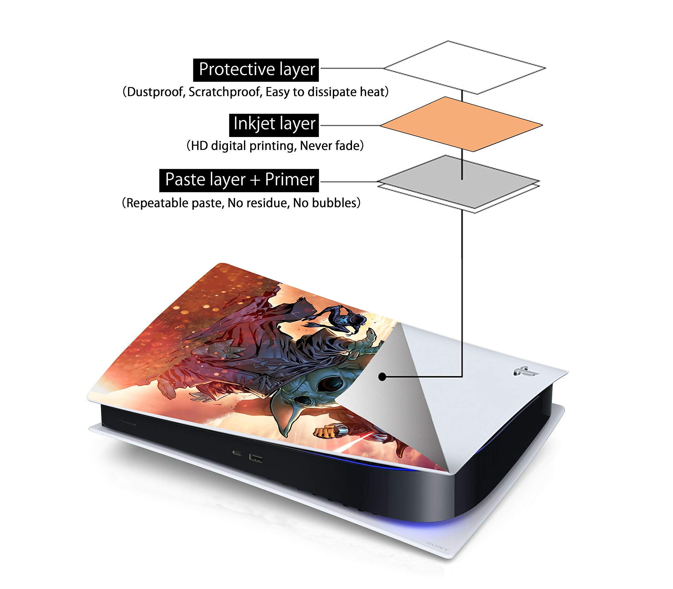 PEYANZ Skin Compatible with P.S.5 Console(Digital Edition) and Controllers Vinyl Sticker, Durable, Scratch Resistant, Bubble-Free