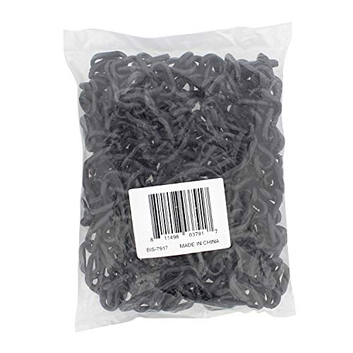 BISupply Black Plastic Chain Links - 25ft x 6mm Plastic Barrier Chain for Safety Crowd Control or Plastic Links Halloween Decor Chains for Costumes