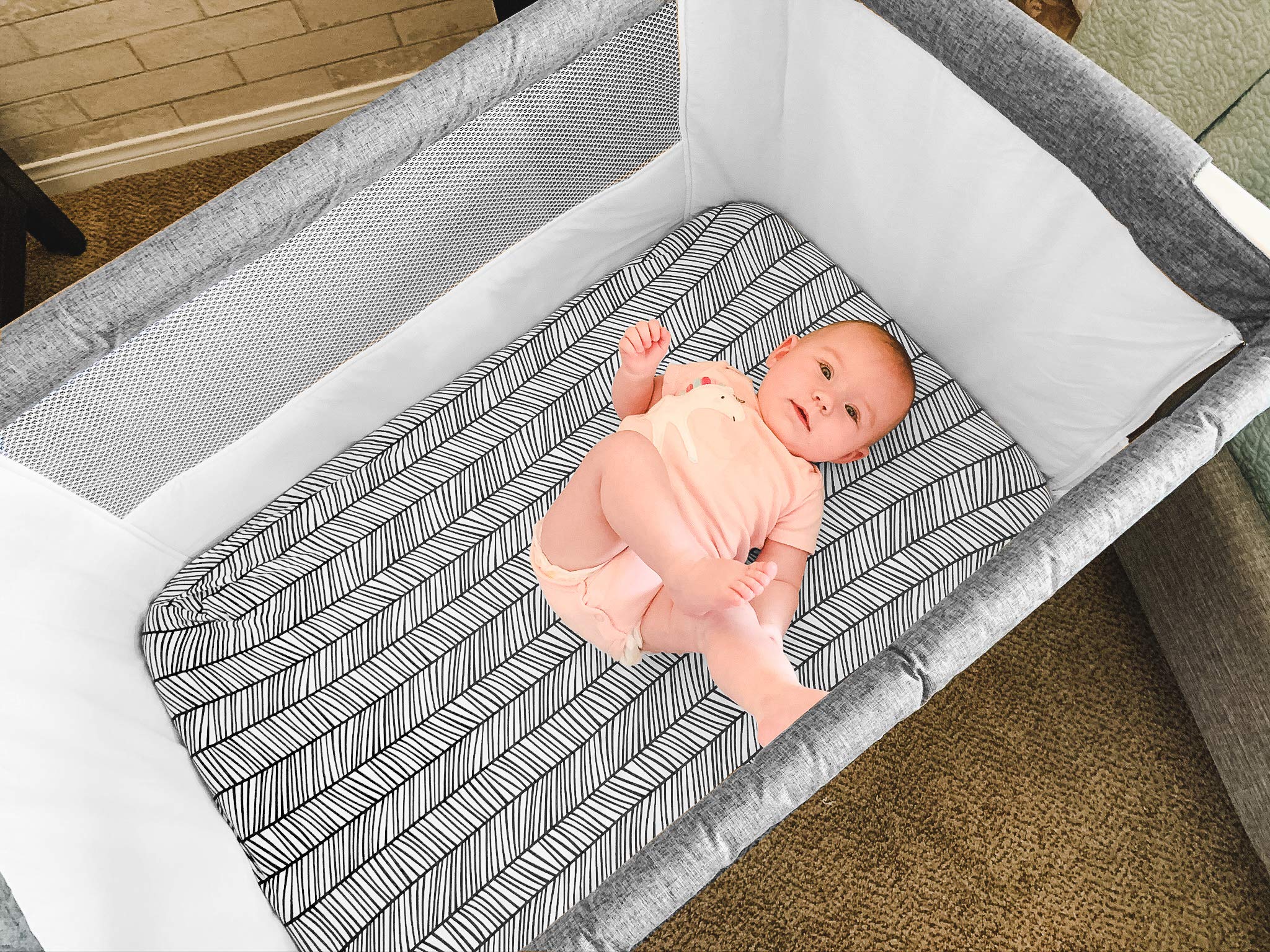 Bassinet Bed Sheets – Bassinet Fitted Sheets 4 Pack – 100% Jersey Knit Cotton Cradle Sheets – Bassinet Bedding for Standard Size Oval or Rectangular Bassinet Pads – Bassinet Sheet for Boy & Girl