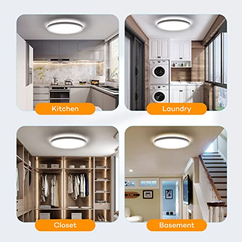BLNAN LED Flush Mount Ceiling Light Fixture, 12 Inch 24W 5000K Daylight Modern Round White Wired Light, Ultra Thin Low Profile Lamp for Bedroom Kitchen Living Room Laundry Hallway, Non-dimmable