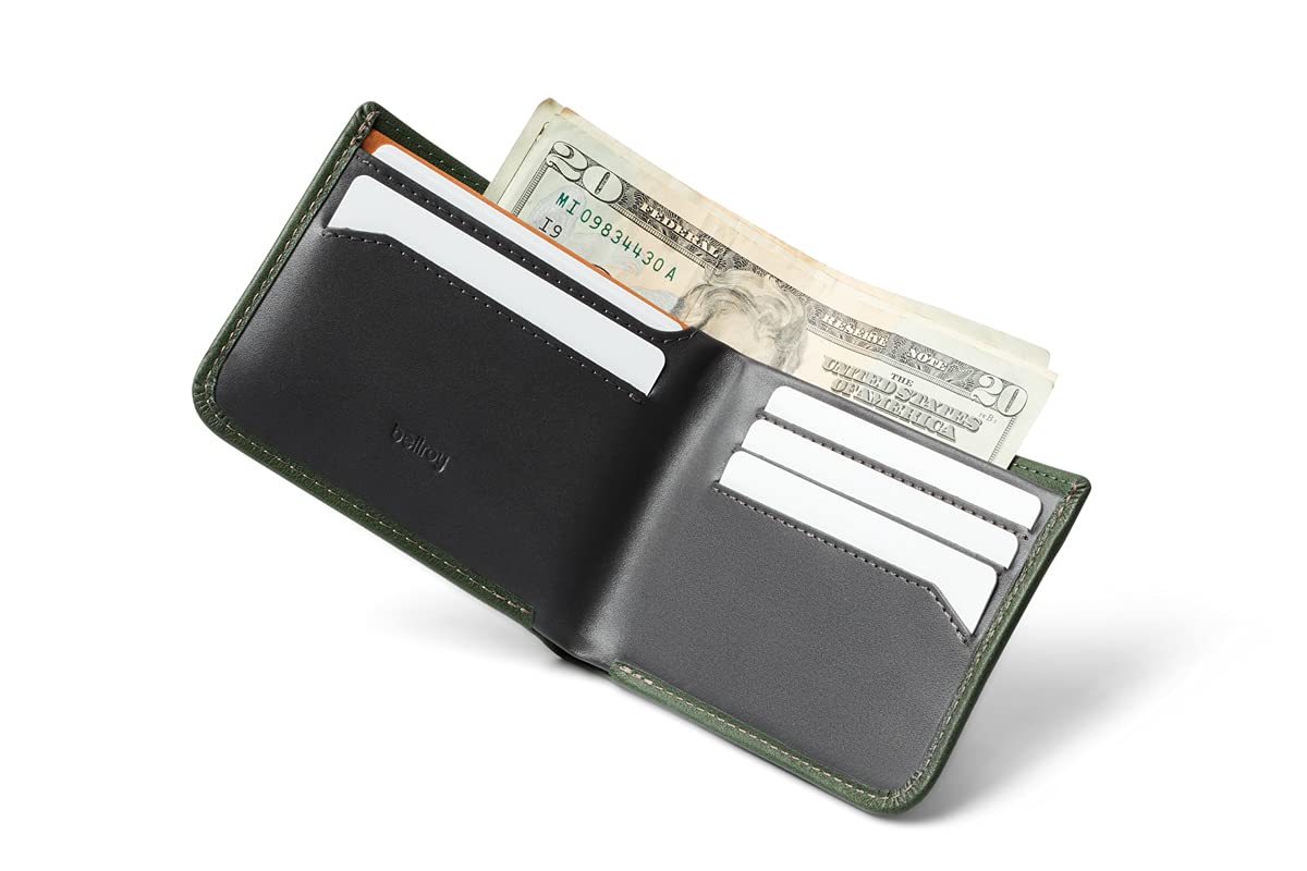 Bellroy Hide & Seek, slim leather wallet, RFID editions available (Max. 12 cards and cash) - Rangergreen