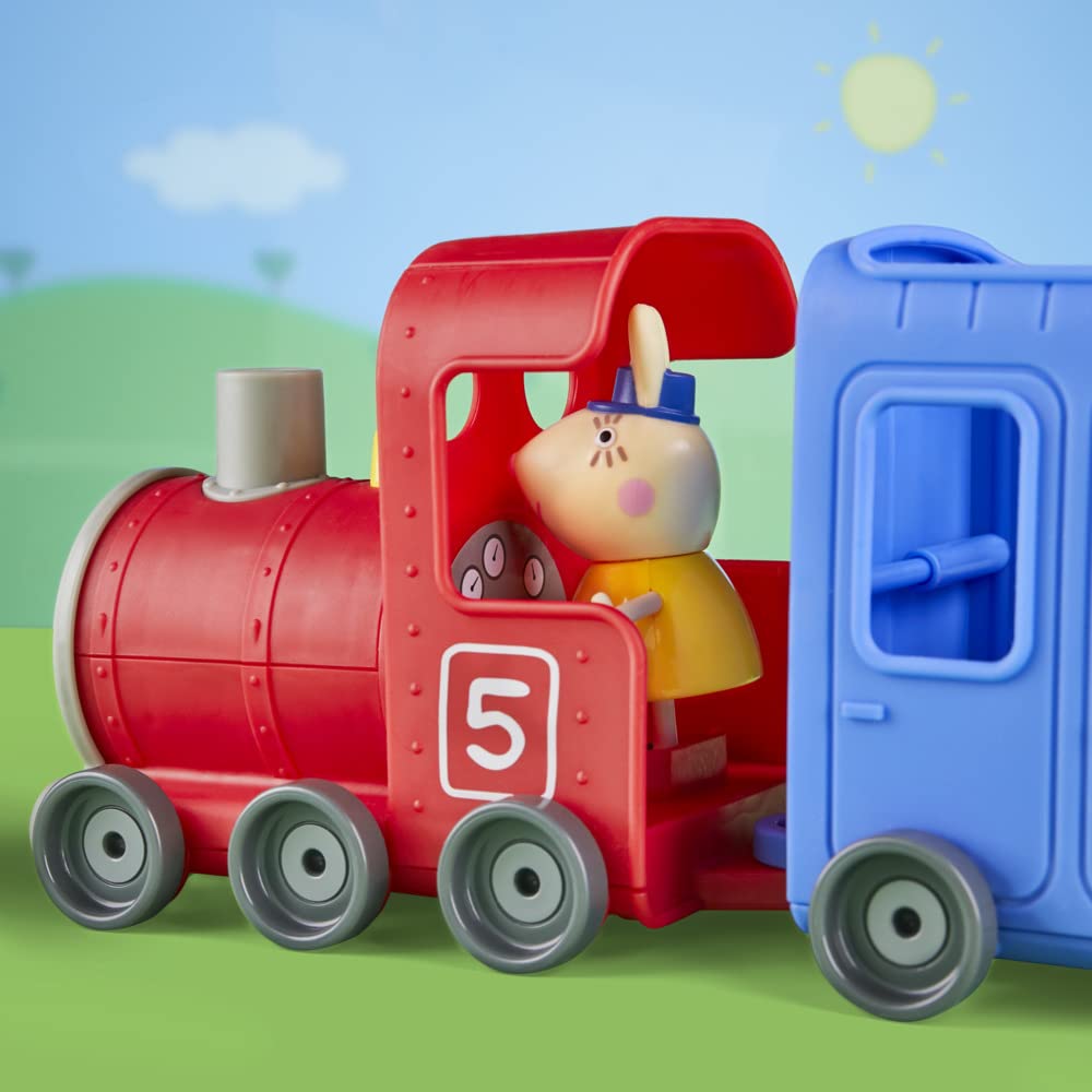 Peppa Pig Peppa’s Adventures Miss Rabbit’s Train 2-Part Detachable Vehicle Preschool Toy: 2 Figures, Rolling Wheels, for Ages 3 and Up