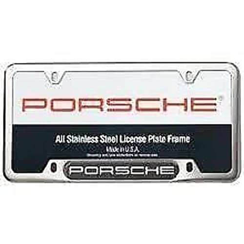 Genuine OEM PORSCHE Stainless Steel Nameplate License Frame - POLISHED SILVER FINISH