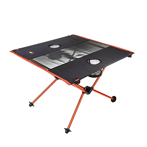 Cascade Mountain Tech Ultralight Camp Table - Lightweight for Backpacking, Camping, Sporting Events, Beach, and Picnics with Carry Bag - Black/Orange