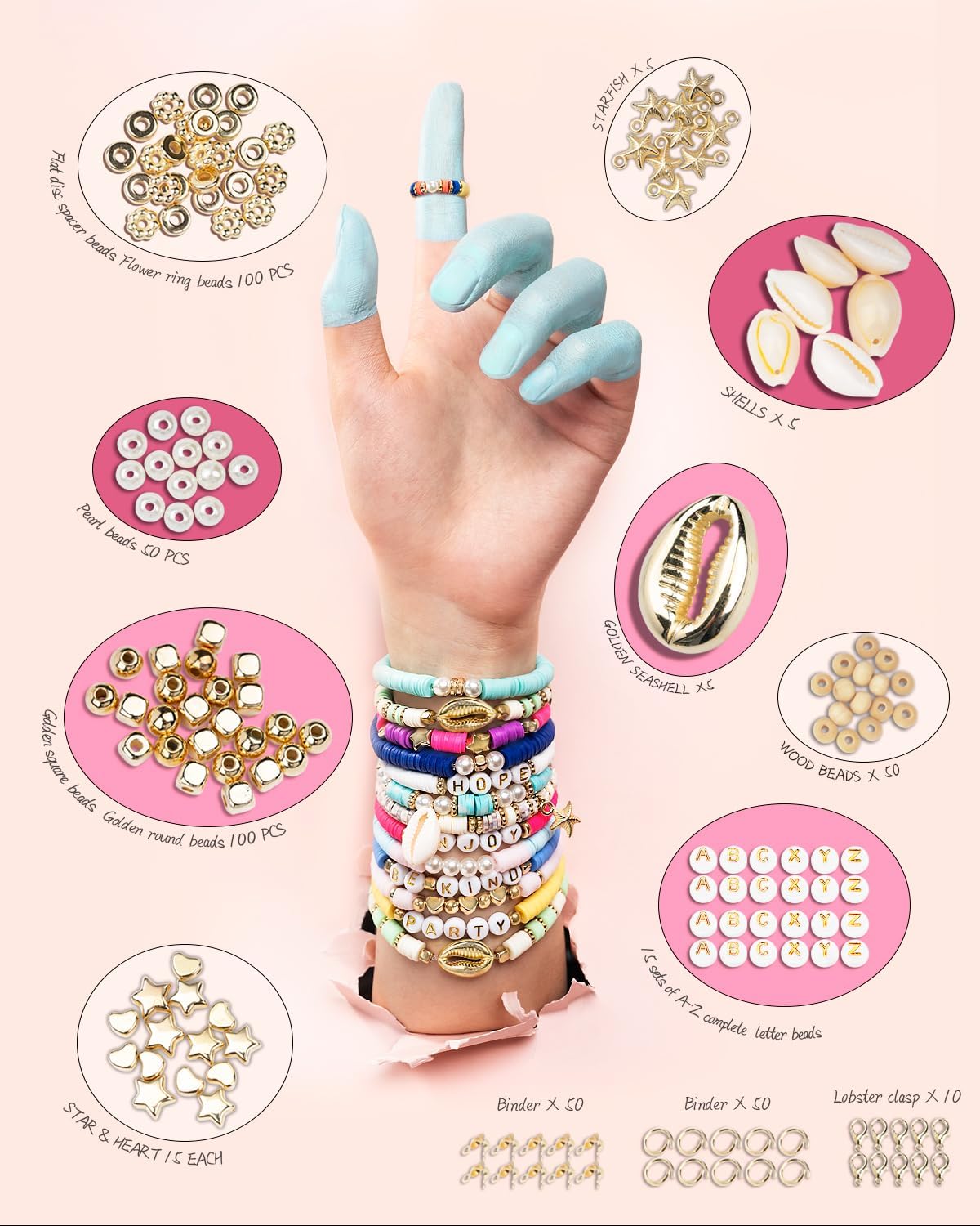 Deinduser Bracelet Making kit, 6000 pcs Clay Beads Bracelet Making Kit, Beads for Bracelets, Beads for Jewelry Making, Friendship Bracelet Making Kit