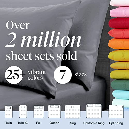 LuxClub 6 PC Queen Sheet Set, Bamboo Sheets Queen Size, Deep Pockets 18" Eco Friendly Wrinkle Free Cooling Bed Sheets Machine Washable Hotel Bedding Silky Soft - Light Grey Queen