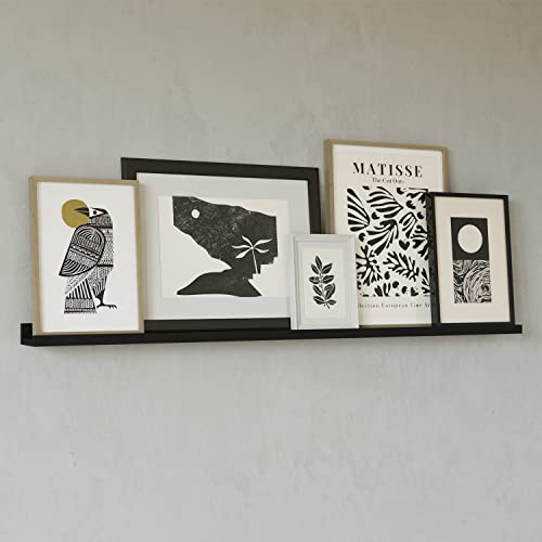 Wallniture Denver 46" Black Floating Shelf for Wall Collage, Picture Ledge Shelf for Living Room Decor