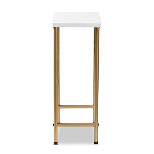 BOWERY HILL Gold Finished Metal Wine Rack with Faux Marble Tabletop