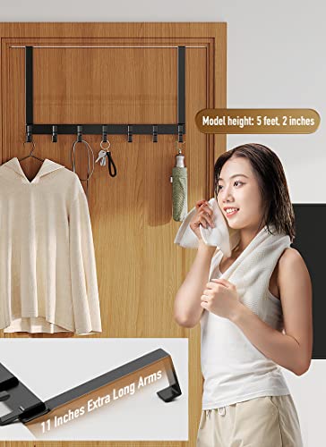 KitchLife Over The Door Hooks Hanger with Extra Long Arms for Easy Use by Women - Bathroom Accessories and Towel Rack Organization - 1 Pack, White, DH-LW4
