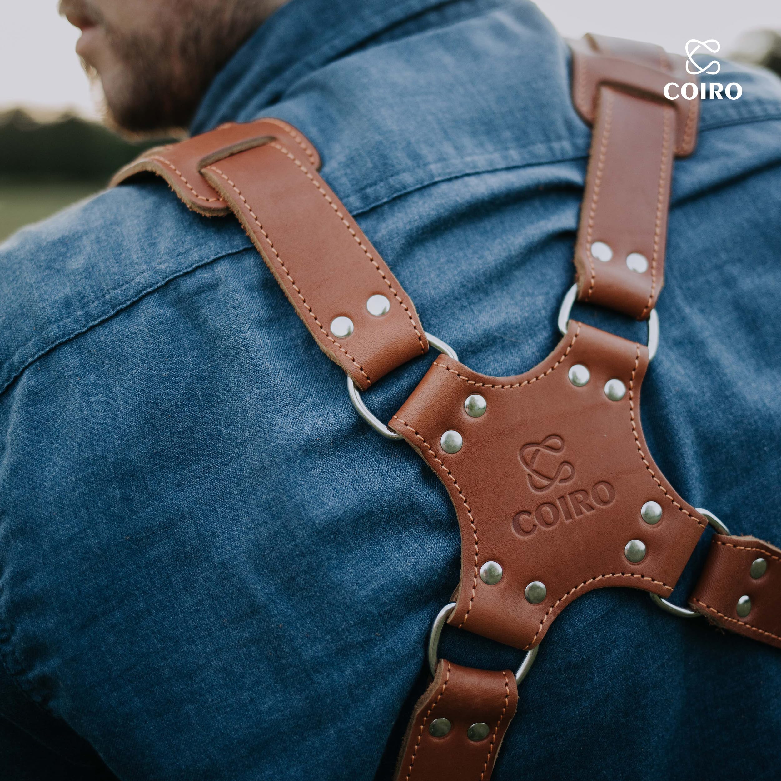 C Coiro Camera Harness for 2 Cameras β Dual Shoulder Leather Camera Strap β Double Camera Harness for DSLR/SLR, Camera Straps for Photographers of All Levels, Padded Straps/Color Tan