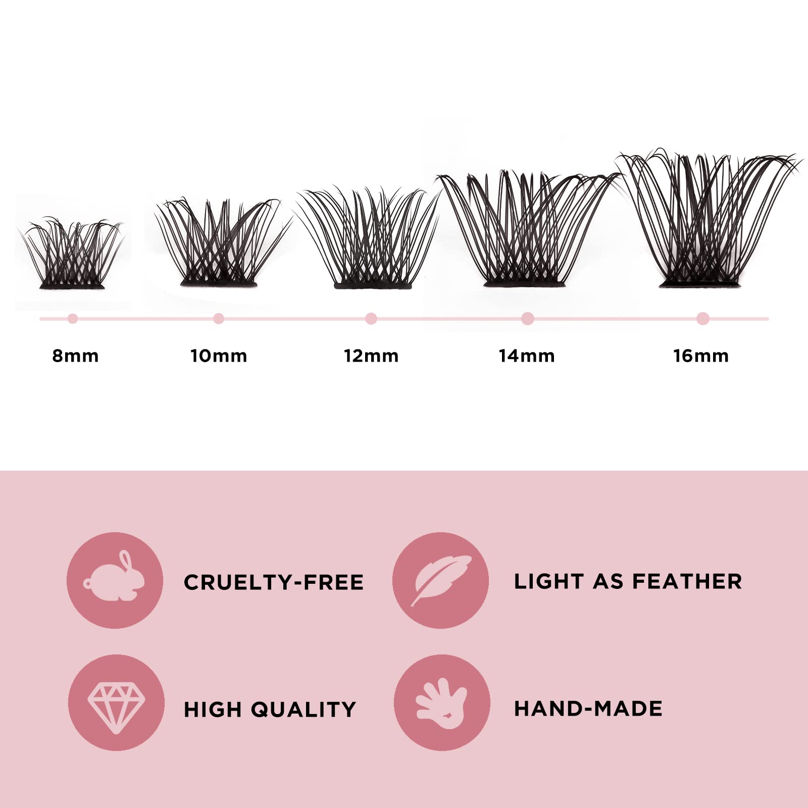 Colored Lash Clusters DIY Eyelash Extensions 72 C/D Curl Colored Cluster Lashes Brown Blue Purple Green Red Individual Lashes Cluster Eyelash Clusters Thin Band DIT at Home(Volume Brown-D mix8-16)