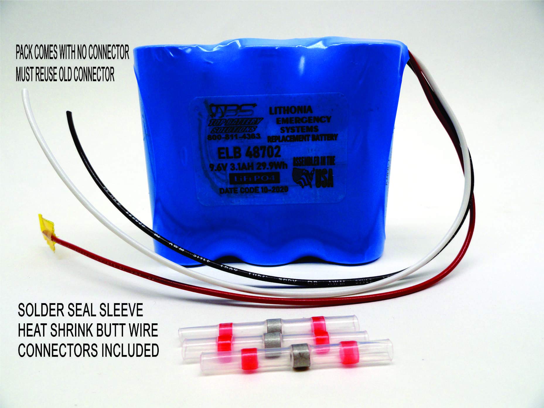 ELB-48702, ELB48702 Replacement LITONIA Emergency Battery Pack, Wire Leads NO Connector!!