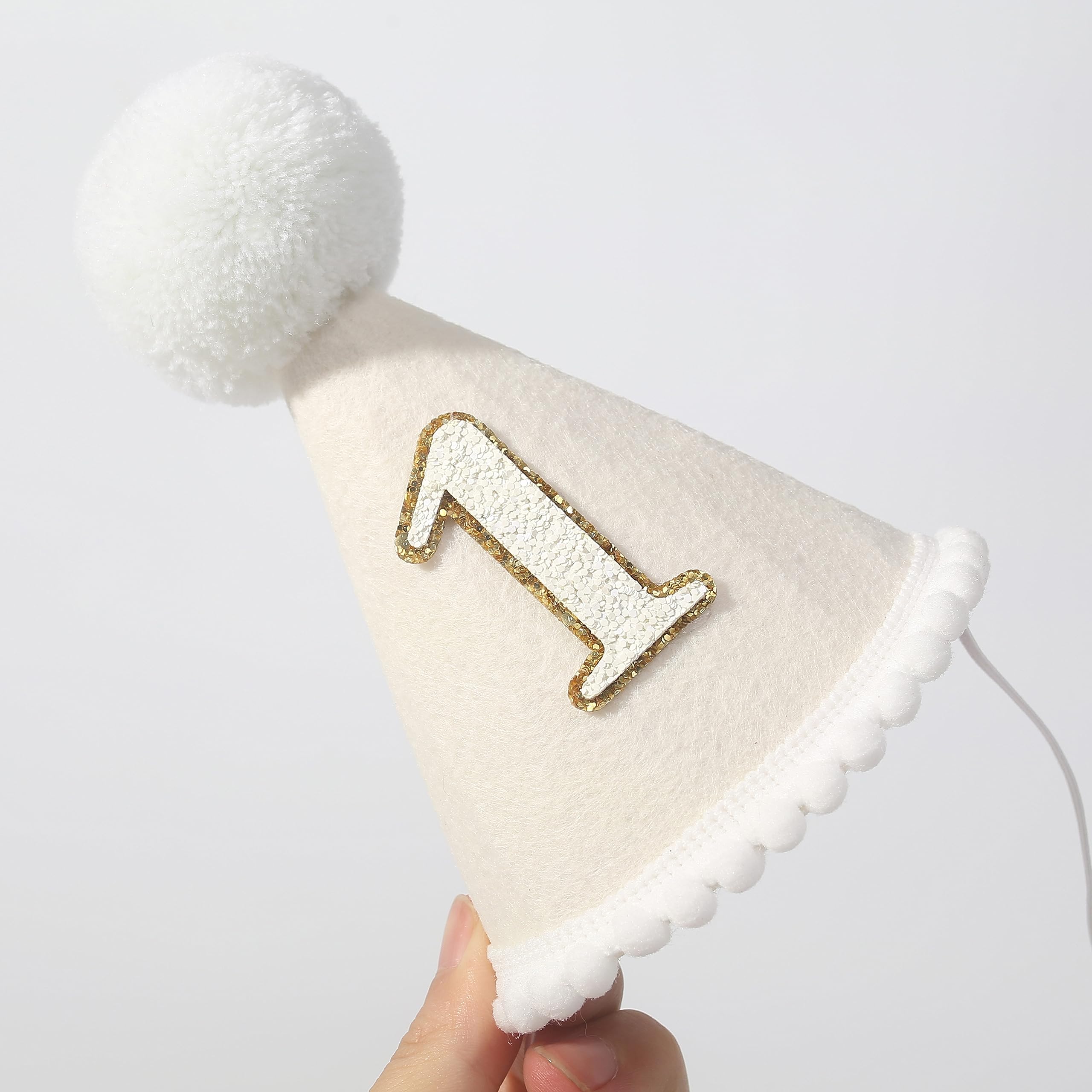 BOOMPA Boho 1st Birthday Celebration Hat - Boho 1st Birthday Conical Cap - Natural Boho First Birthday Decorations (1st)