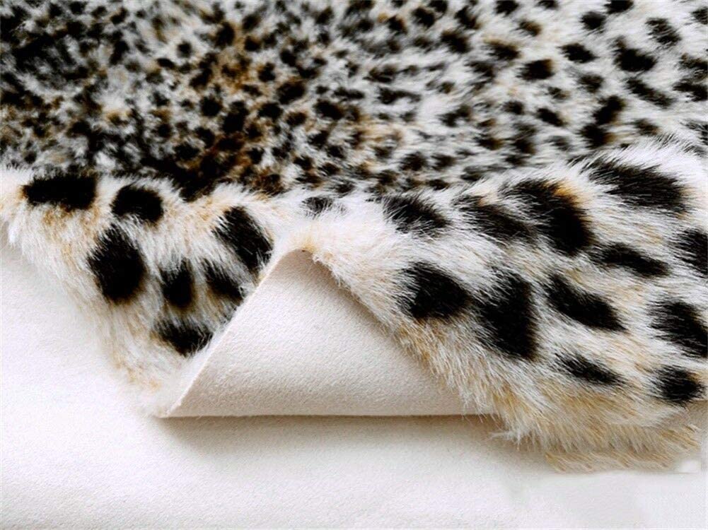 Leopard Print Area Rug - Faux Fur Non-Slip Cheetah Rug Small Accent Distressed Animal Print Hide Rugs Floor Carpet for Door Mat Entryway Bedrooms Laundry Room Decor (3.3x2.95Ft, Leopard)