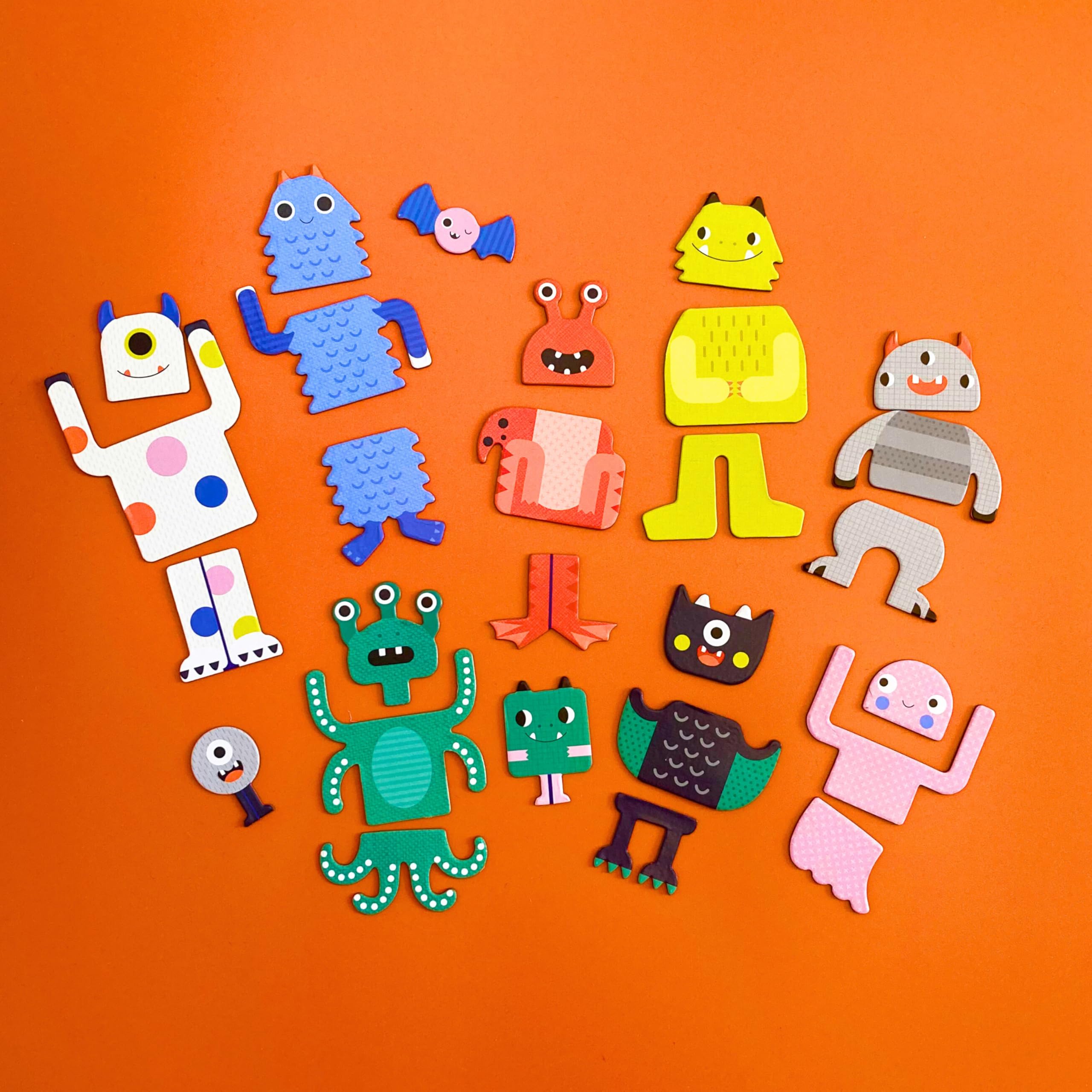 Petit Collage Magnetic Play Set, Monsters – Mix & Match Magnetic Game Board, Ideal for Ages 3+ – Includes 2 Magnetic Scenes and Over 25 Magnet Pieces, Ideal Travel Activity for Kids