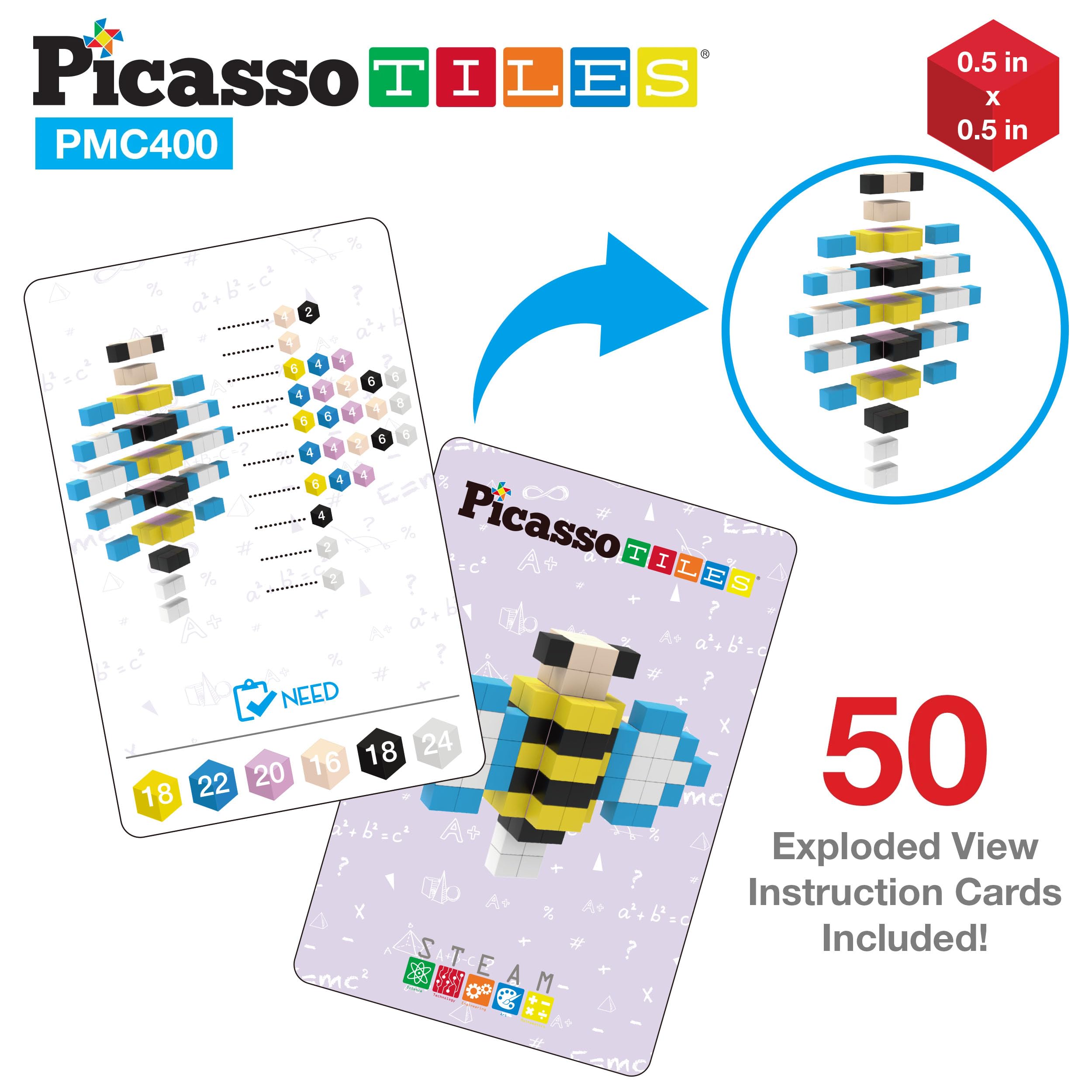 Picasso Cubes 0.5β Pixel Magnetic Puzzle Cube 400 Piece Mix & Match Sensory Toys STEAM Education Learning Building Block Magnets Children Construction Toy Set Stacking Magnet Creative Kit PMC400