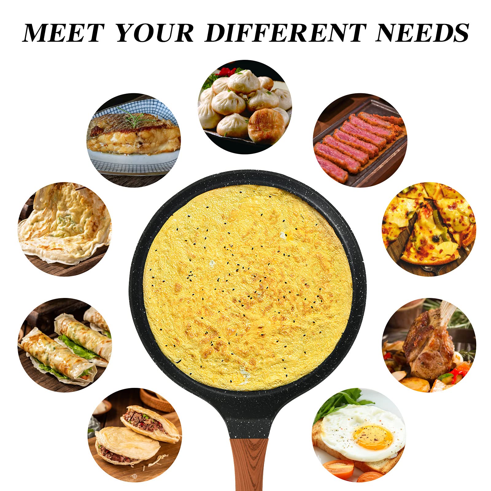 Gmzcky 11 Inch Non-stick Crepe Pans, Die-cast Auluminium Pancake Griddle Pan,Perfect For Making Tortillas, Pancakes, Omelette Pan of Large Size,Induction Compatible,PFOA Free. …