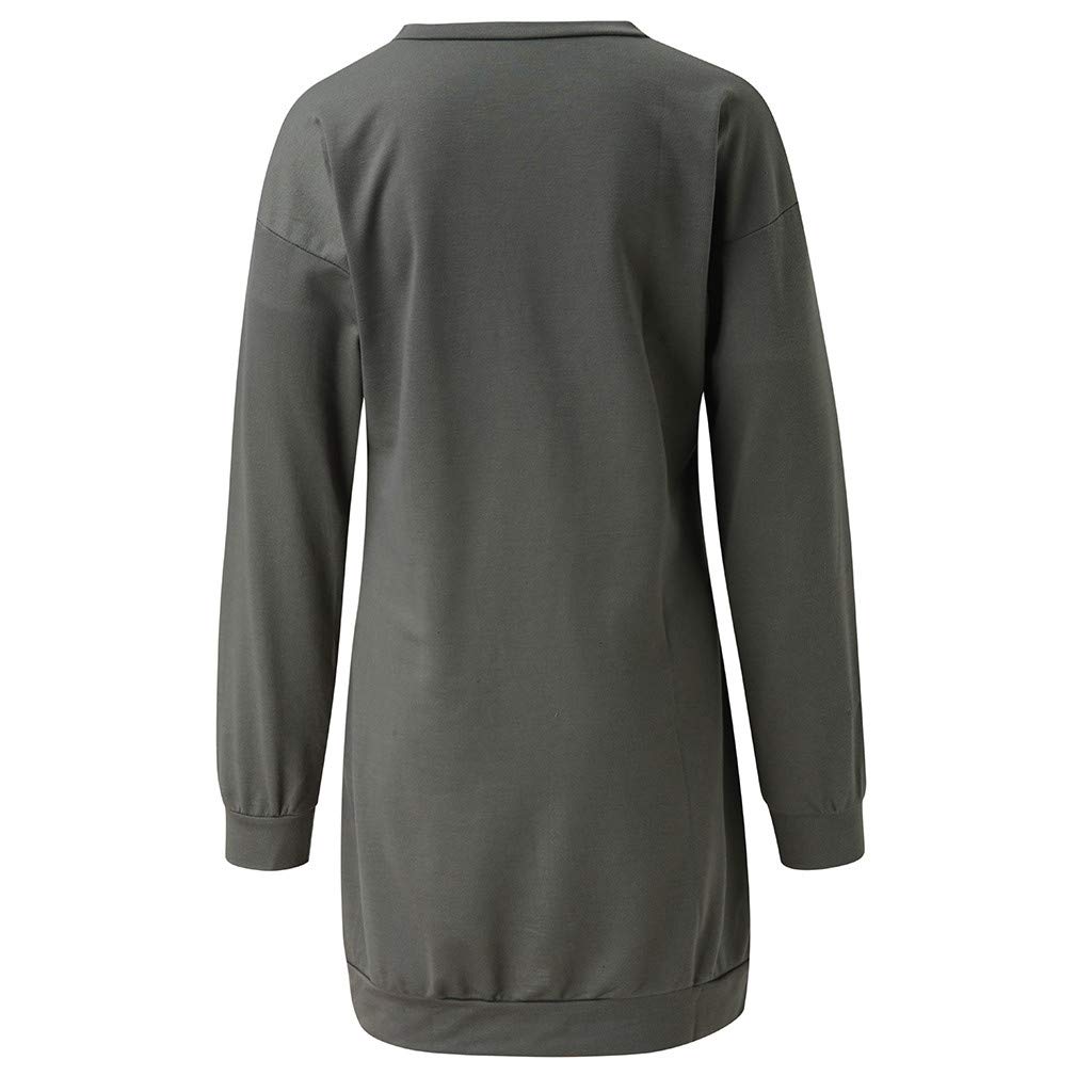 Shakumy Women Long Sleeve Elegant Tunic Dress Casual Loose Crew Neck Plain Pullover Tops Sweatshirts Sweater Dress Dress