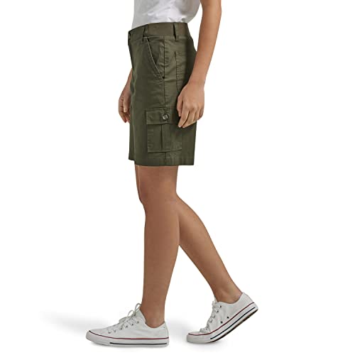 Lee Women's Flex-to-go Mid-Rise Relaxed Fit Cargo Bermuda Short, Frontier Olive