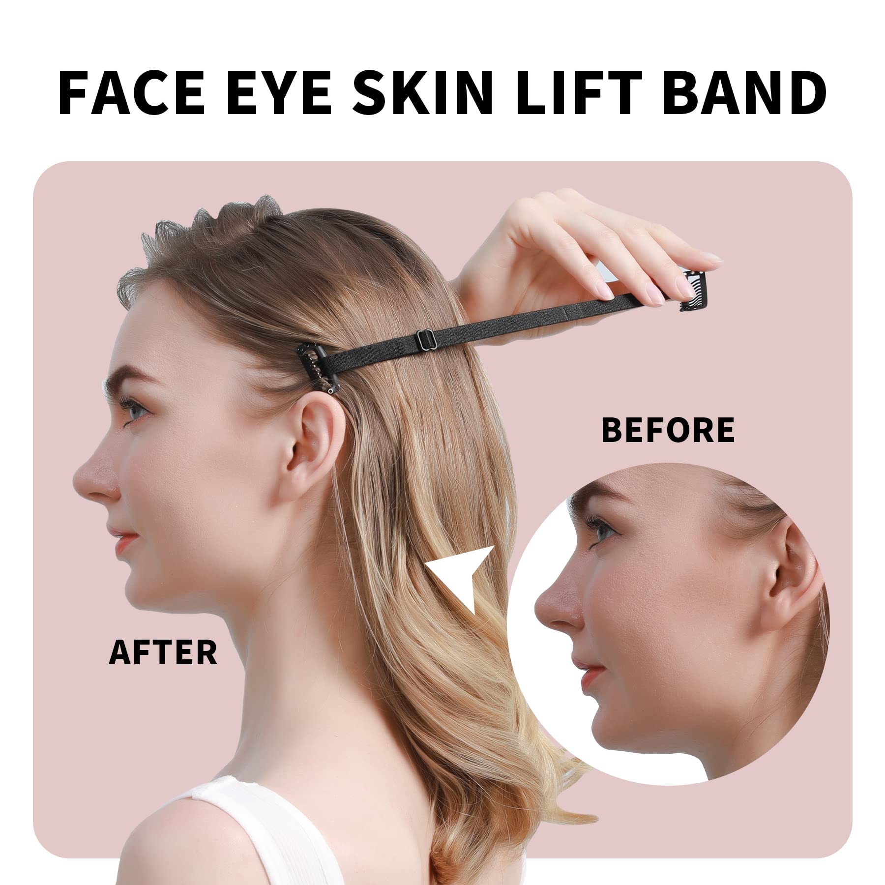 DB11 Facelift Bands with Clips, 4 PCS Reusable Hairpin Facial Lifting Bands Invisible Facelift Patch Straps for Hair, Instantly Remove Eye Fishtail Wrinkles