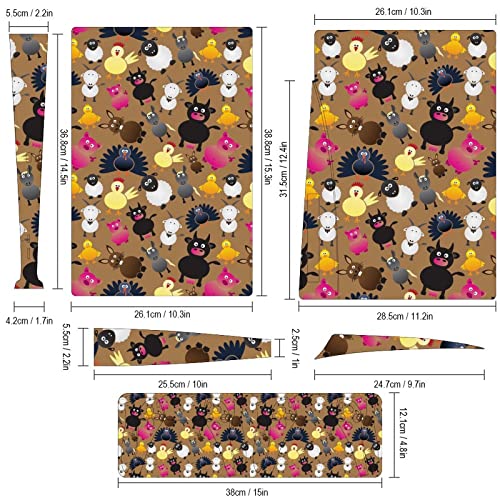 Colorful Farm Animals Full Protective Skin Cover Design Wrap Decal Sticker Compatible with PS5 Disk Version Console and Controller