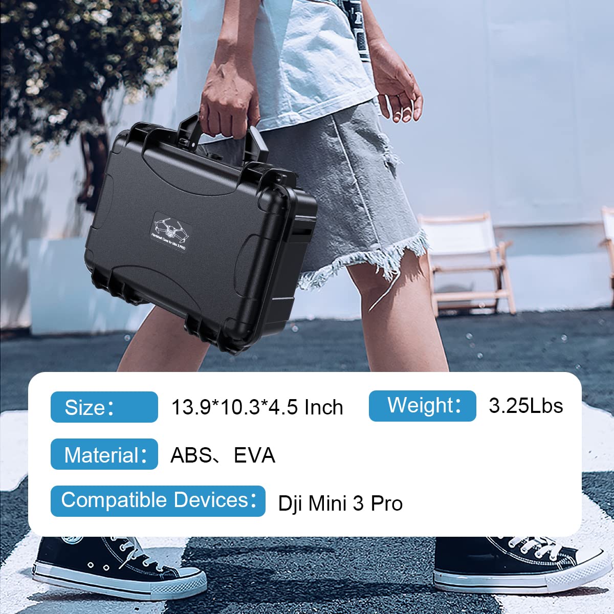 Case for DJI Mavic Mini 3 Pro Waterproof Hard Case, Outdoor Travel Storage Carrying Bag for DJI Mini3 Pro Fly More Combo & Drone RC Pro Smart Remote Controller Accessory Kit, Black [CASE ONLY]
