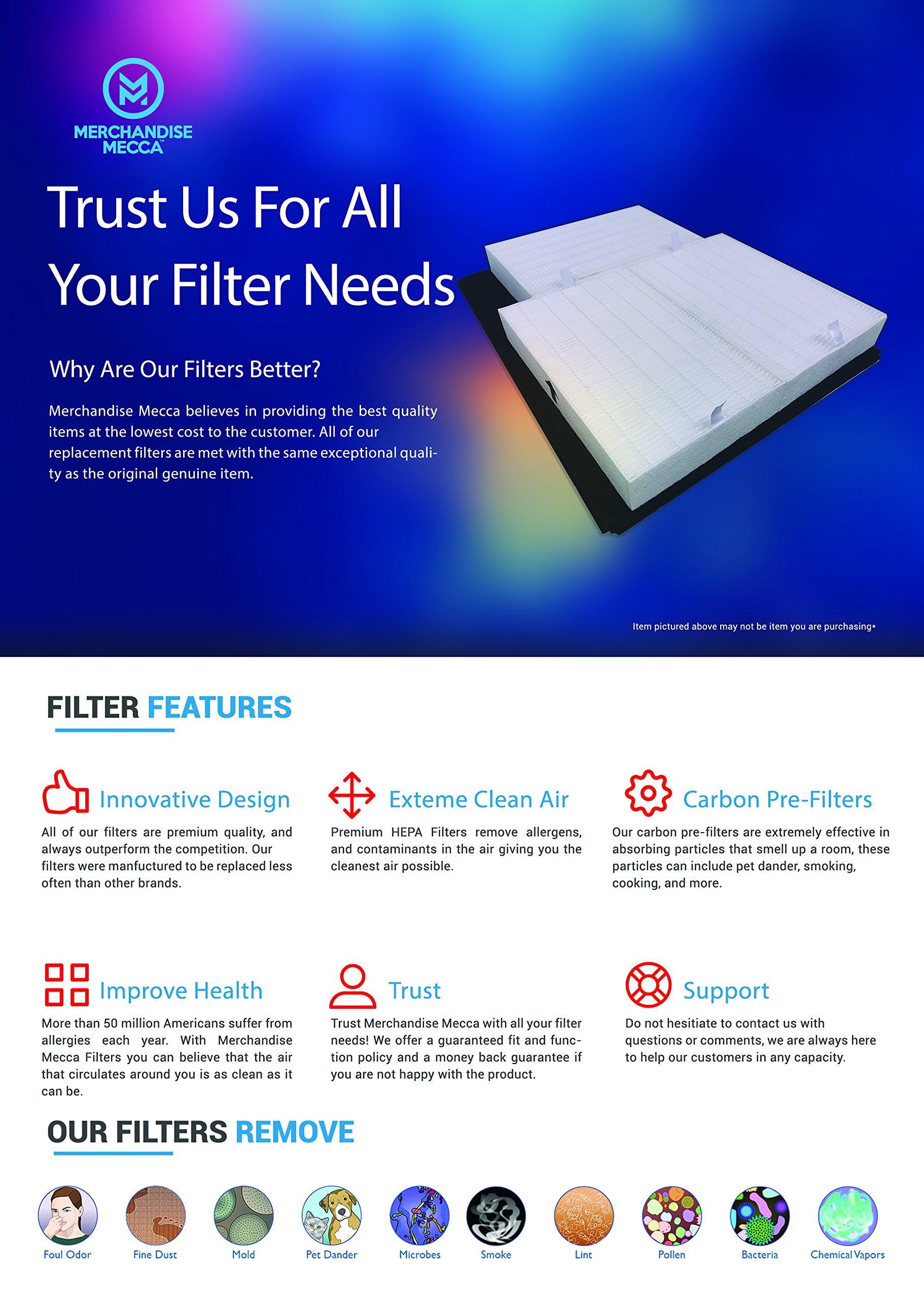 Merchandise Mecca FLT5900 Premium H13 True HEPA Replacement Filter J, Compatible with GermGuardian Air Purifier AC5900WCA and AC5900WDLX- Breathe Clean Air