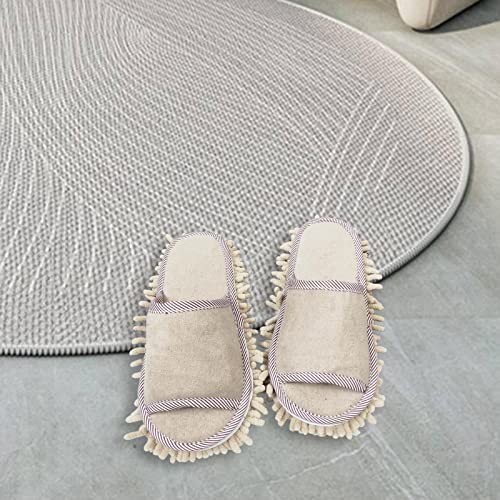 Leefasy Mop Slippers Men Women Cleaning Shoes Microfiber Mute Cleaner Detachable Practical Mopping Slippers Cleaning Sandals for Floor Polishing, Beige