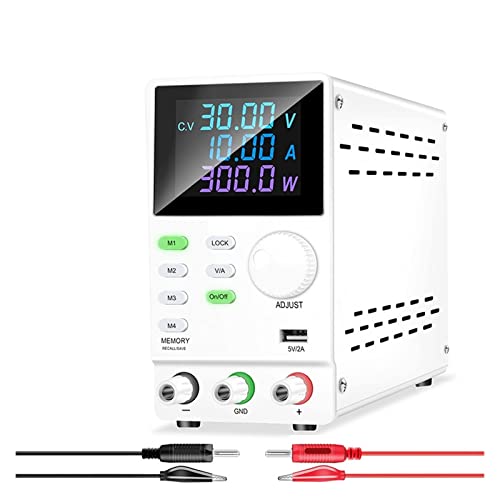 DC Power Supply, Programmable Regulated DC Power Supply with USB Port Storage Data Voltage Current Regulator 30V 10A 60V 120V 200V,Electroplating DIY(SPPS3010DR White)