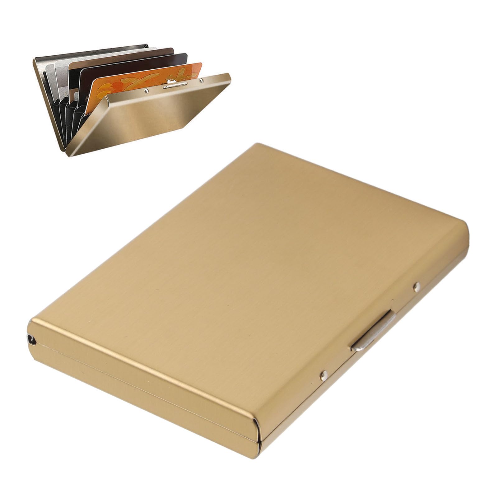 Denominate Stainless Steel Silver Compact Credit Card Holder Protector Business Organizer (Stainless steel card holder 6 cards gold)