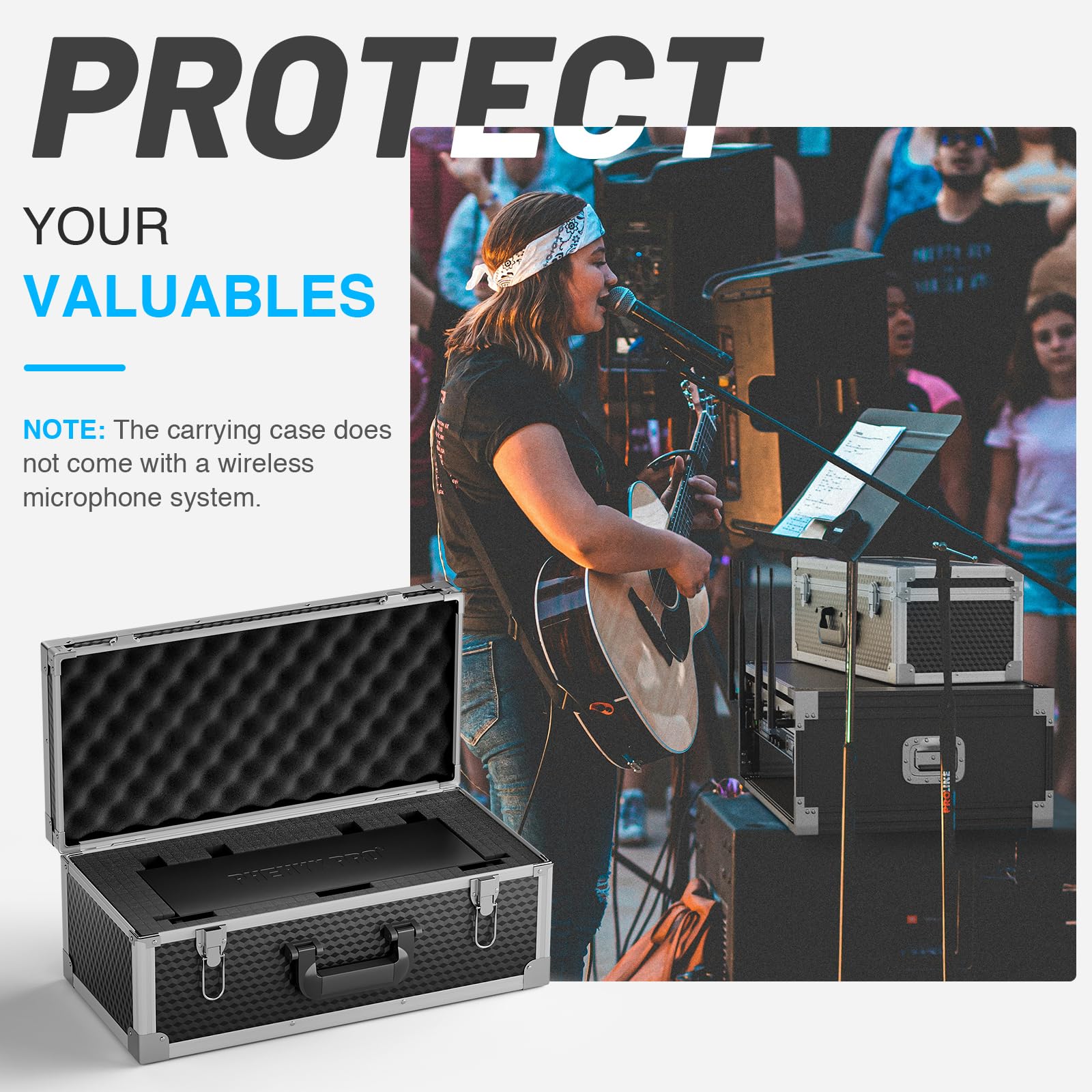 Phenyx Pro Extra Large Size Carrying Case, Customizable Pre-Diced Foam, Aluminum Alloy Sturdy Build, Suitable for Wireless Mic System Storage & Camera Gear Transportation