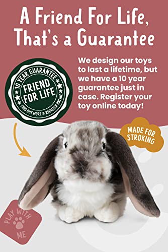 Living Nature Grey Dutch Lop Eared Rabbit, Realistic Soft Cuddly Bunny Toy, Naturli Eco-Friendly Plush, 10 Inches