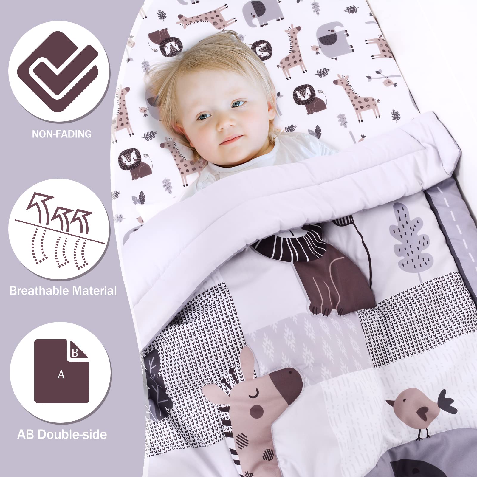 Cloele Baby Boy Crib Bedding Set 4 Piece Space Baby Comforter Bed Set Includes Crib Skirt Crib Quilt Fitted Sheet Toddler Pillowcase - Rocket Soft Nursery Bedding Set for Boys