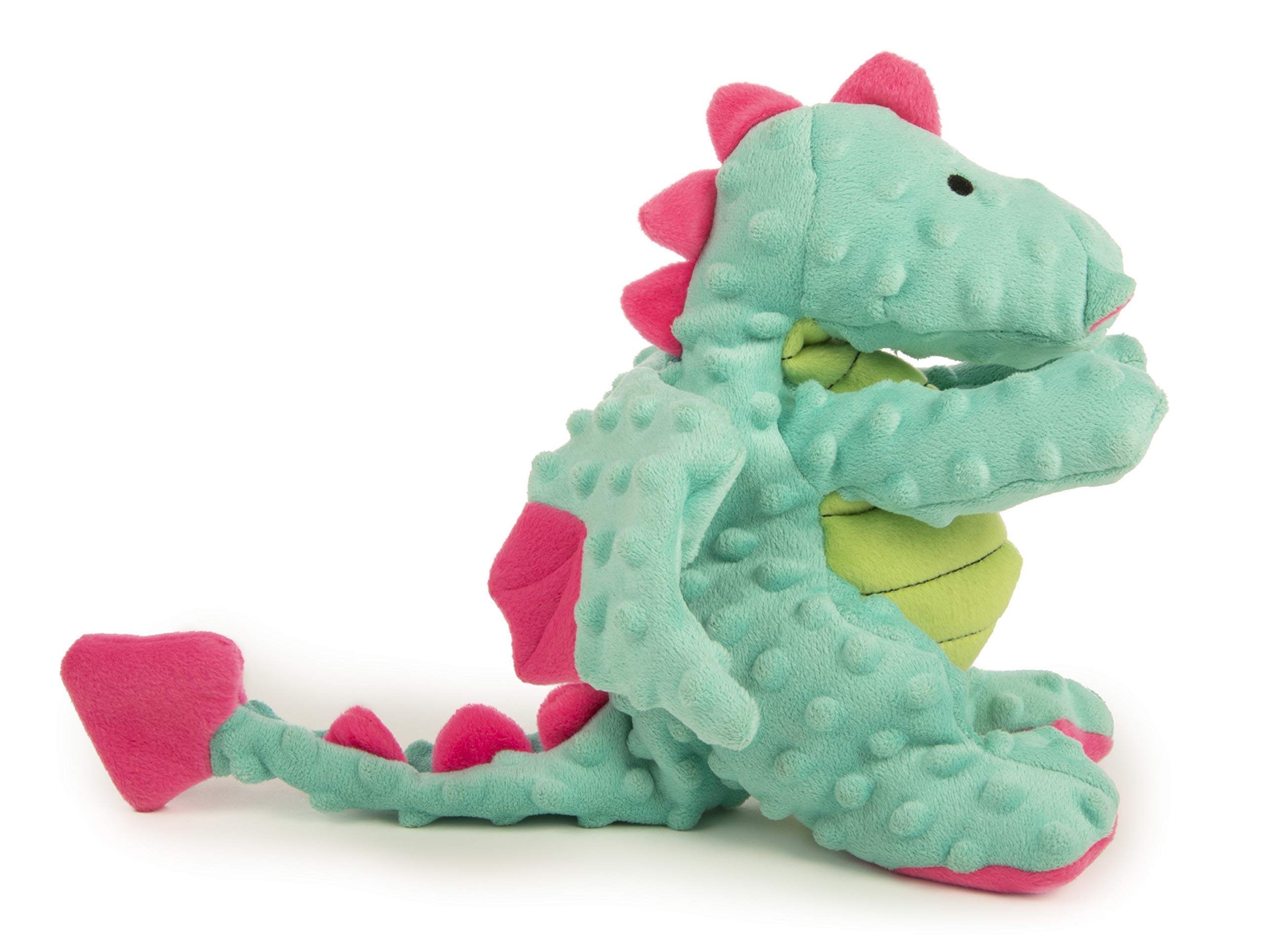 goDog Dragons with Chew Guard Technology Durable Plush Squeaker Dog Toy, Large, Seafoam, Plush Dog Toy