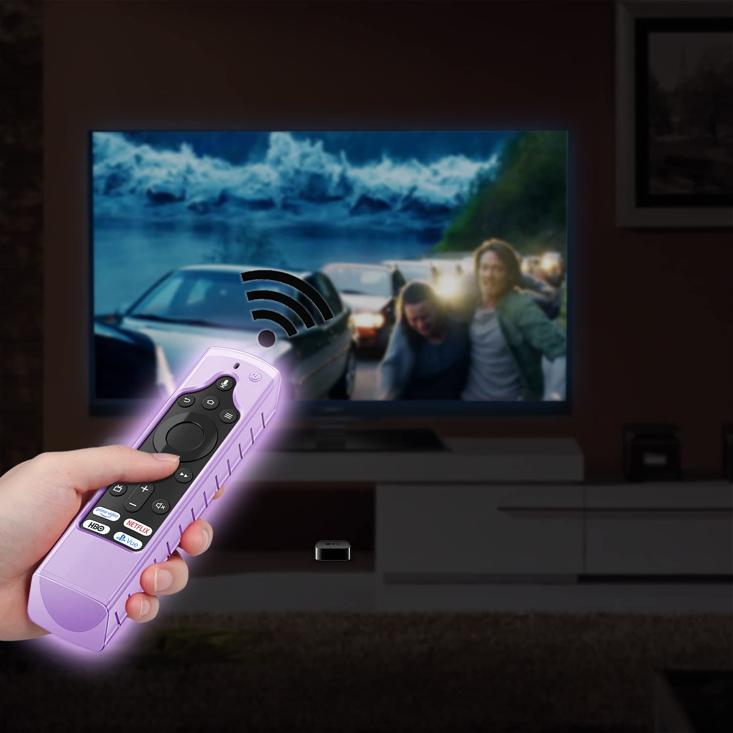 CaseBot Silicone Case for Amazon Insignia Smart HD Fire TV Voice Remote (2019) - Honey Comb Series [Anti Slip] Shockproof Cover Compatible with Element Smart Fire TV Voice Remote, Purple-Glow
