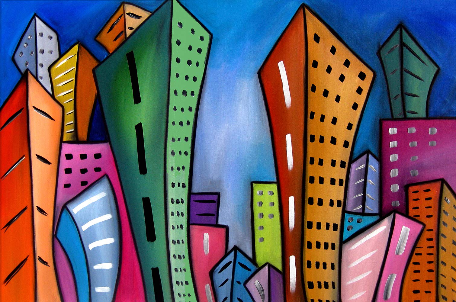 Buyartforless Trash Day by Fido Studios 36x24 Art Painting Reproduction Canvas, Multicolor