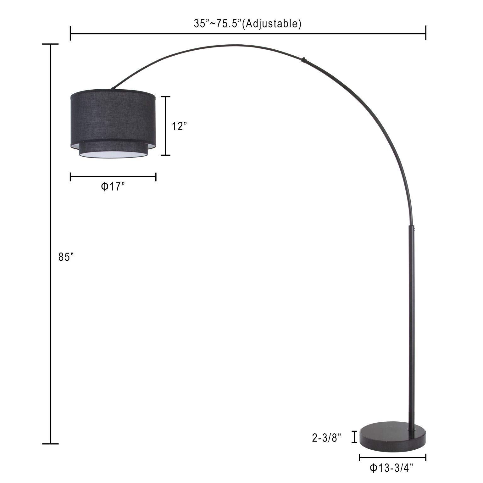 Major-Q Modern 81" Arc Tall Living Room-Stand Up Arching Drum Shade Large Floor Lamp for Dinning/Bedrooms-Corner Lamp for Office Lighting