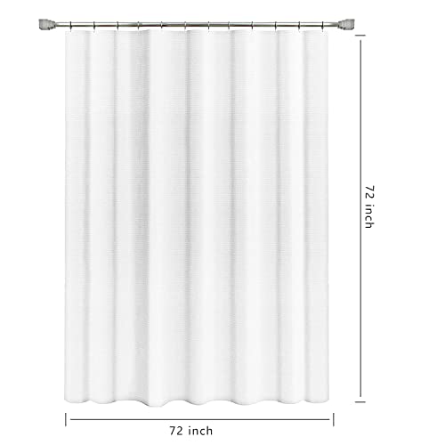 PEDBANRO White Shower Curtain - Waffle Weave Textured Fabric Shower Curtains for Bathroom, Machine Washable Waterproof Soft Cloth & Hotel Quality, Rust Resistant Grommets Weighted Bottom Hem, 72x72