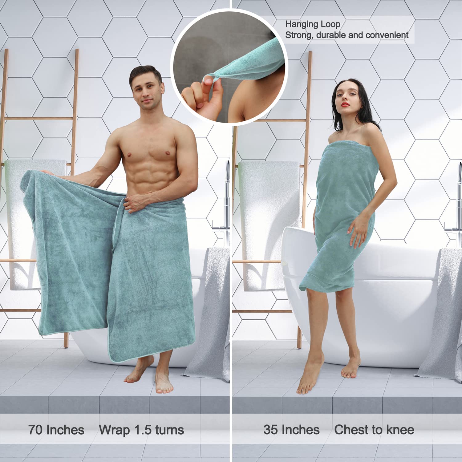 Bath Towel Bathroom Towel Oversized Bath Towel (35 x 70in) 4 Pack Extra Large Bath Sheet 700 GSM Towel Set Soft Highly Absorbent Quick Dry Bath Towel Set Premium Shower Towel Spa Gym Hotel,Aqua