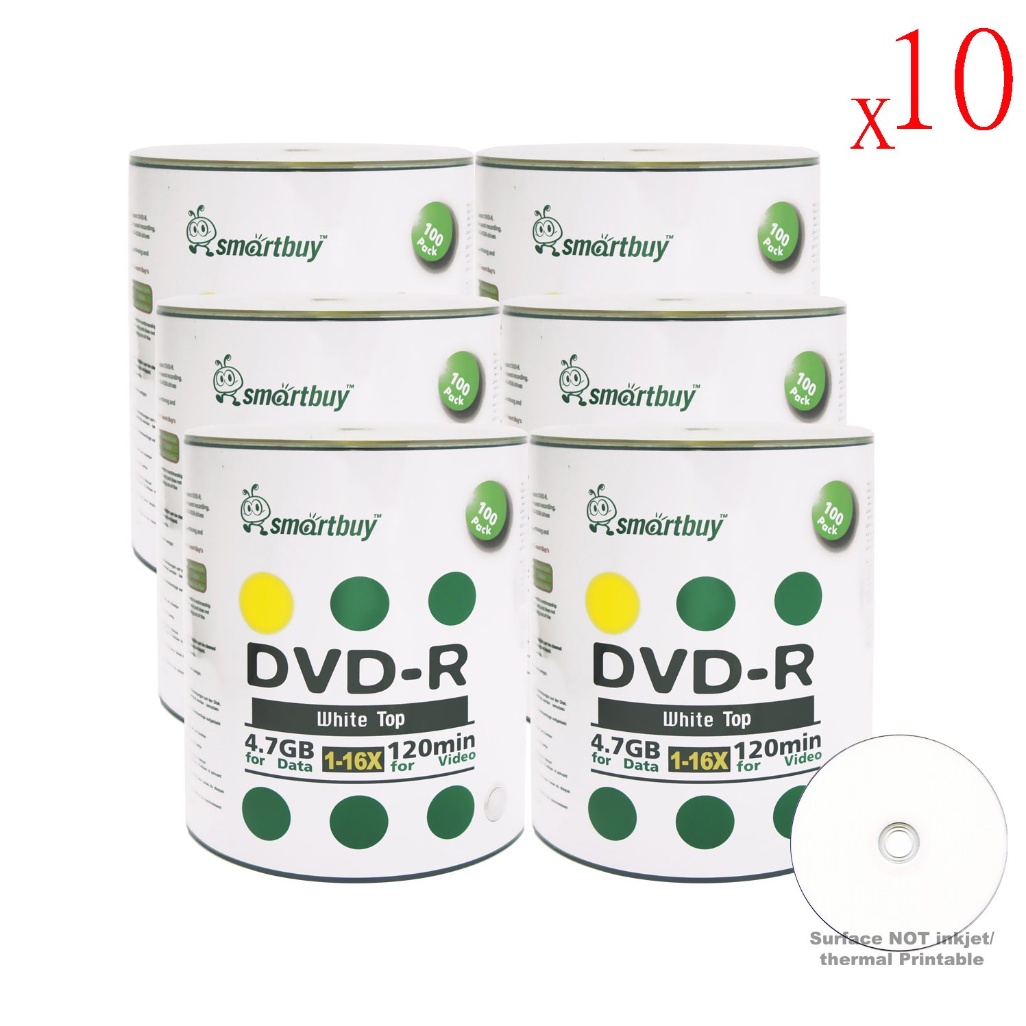 Smartbuy 6000-disc 4.7gb/120min 16x DVD-R White Top Blank Data Recordable Media Disc