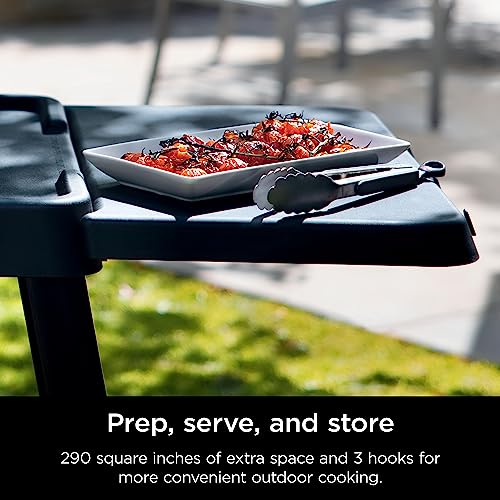 Ninja XSKUSSDTBL Attachable Table, Woodfire Universal Stand, Side Utensil Holder, Left or Right Compatible, Weather-Resistant, Black, 14.5" x 22"