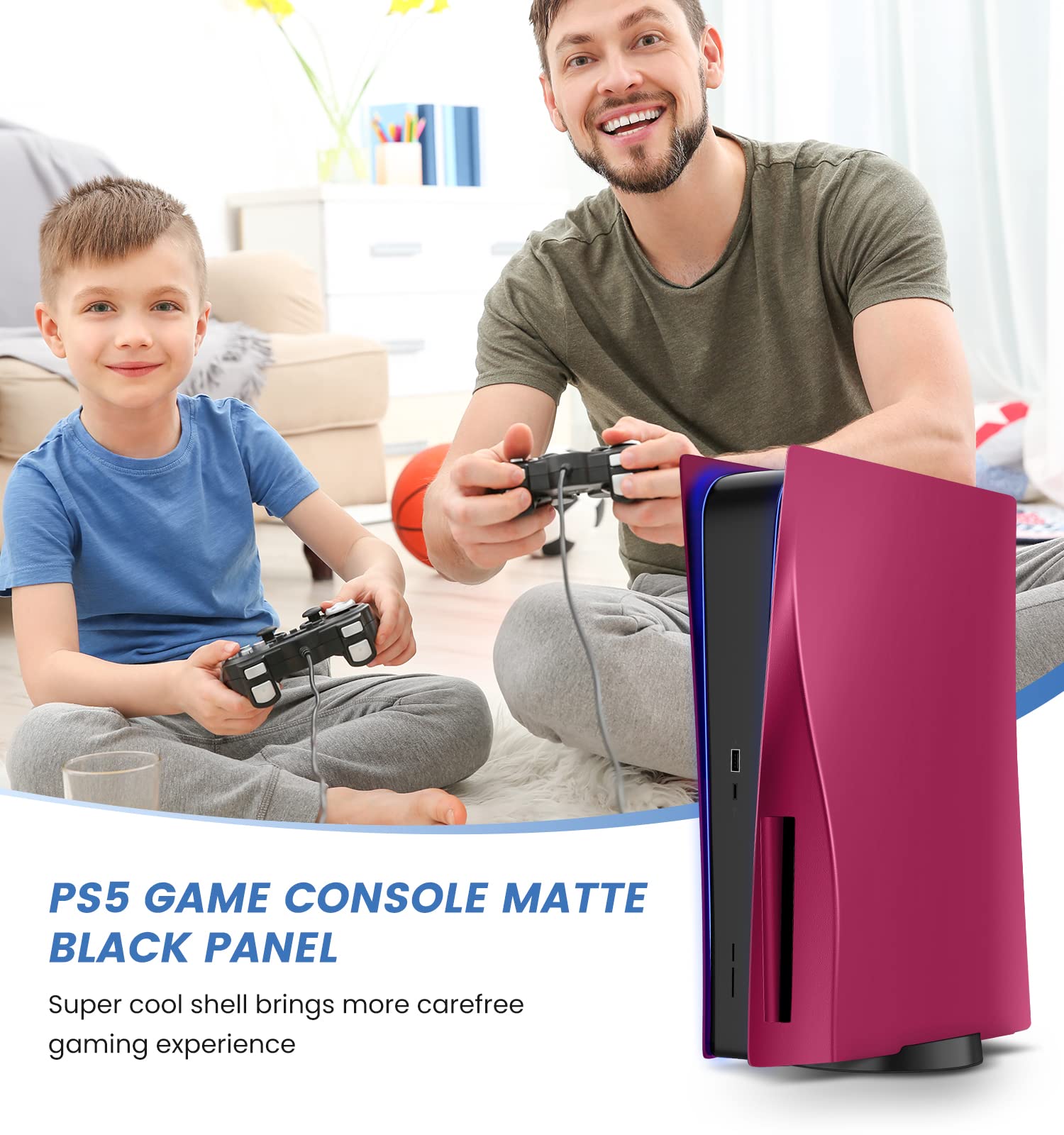 PS5 Faceplate Case PS5 Plate Cosmic Red Replacement Cover for Disc Playstation 5, Hard Shell Case Shockproof Side Plates Skin for PS5 Disc Version Console - Red