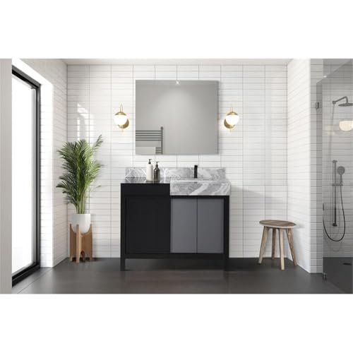 Lexora Home Zilara 42" Single Marble Top Bathroom Vanity with Gun Metal Faucet