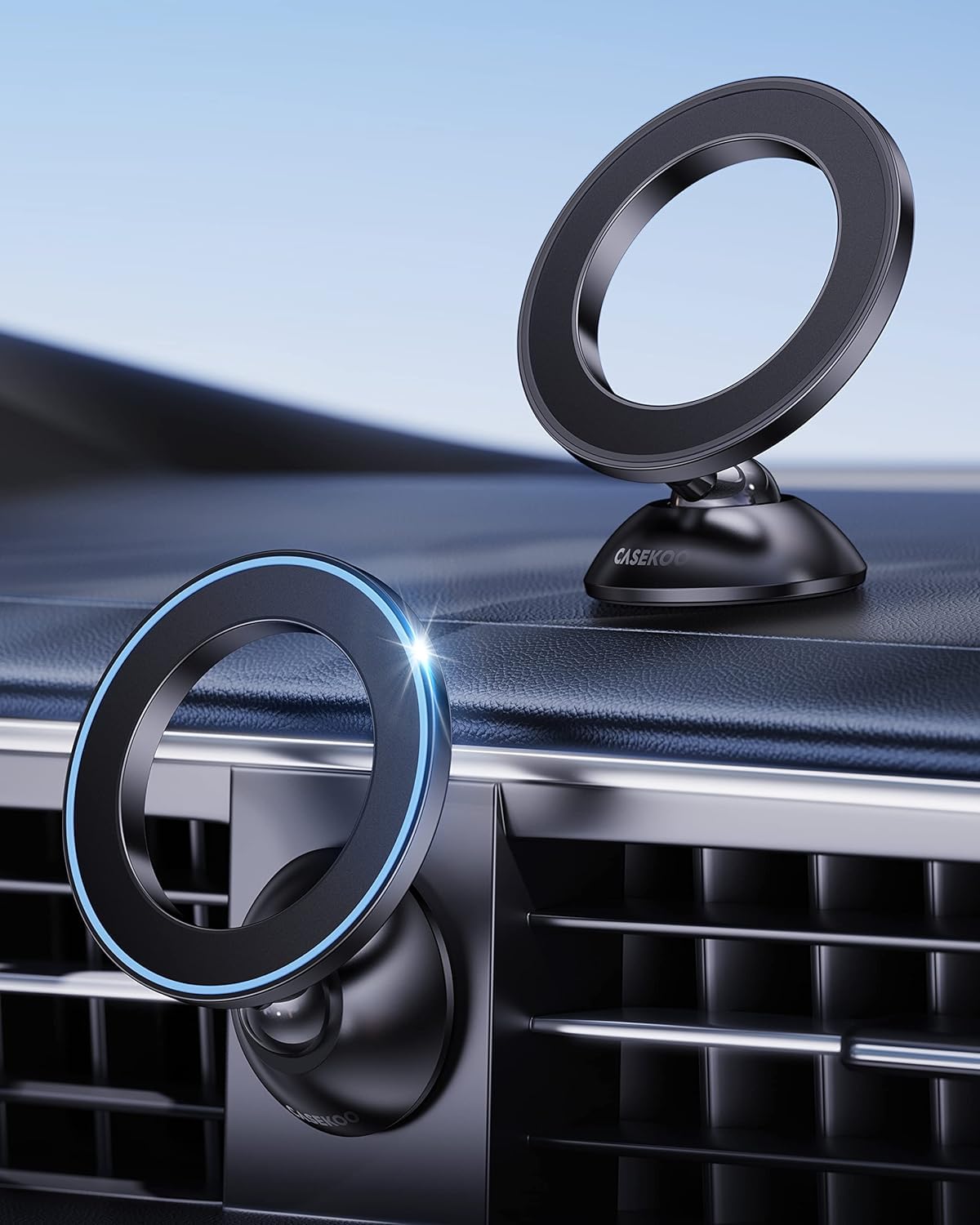 CASEKOO Car Phone Holder, Innovative Magkoo Magnetic Car Mount Smaller Simpler and More Convenient, Compatible with Magsafe 360° Rotatable Fits All Phones & Cases